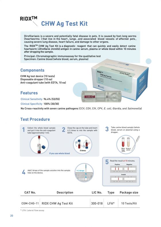 CANINE HEARTWORM (CHW), RIDX, VET RAPID KIT | Skrooll.med