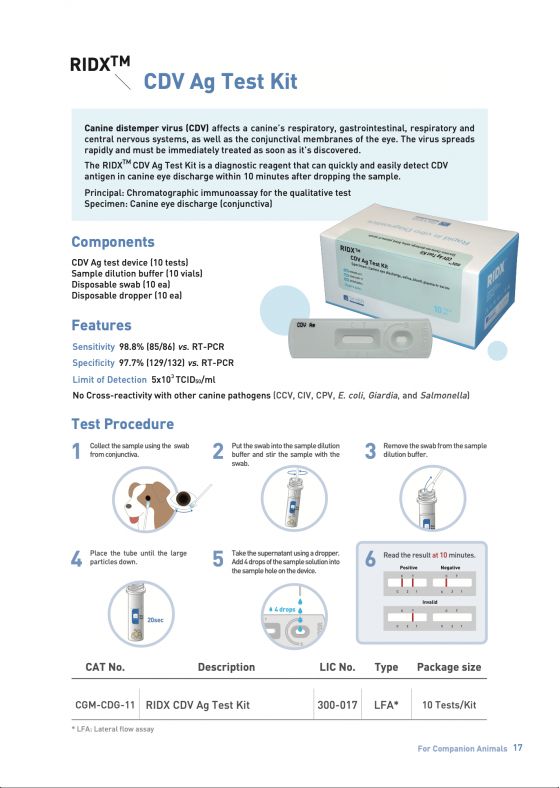 CANINE DISTEMPER VIRUS (CDV), RIDX, VET RAPID KIT | Skrooll.med