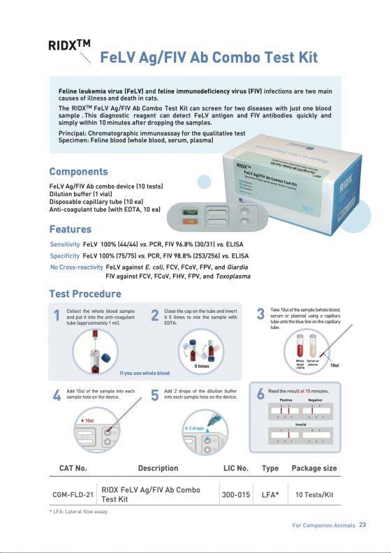 FELINE LEUKEMIA VIRUS(FeLV)/ FELINE IMMUNODEFICIENCY VIRUS(FIV), RIDX ...